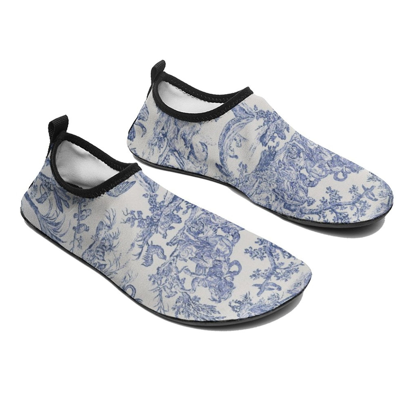 Blue Toile De Jouy Water Shoes Beach Slip-on Shoes for Men Women Swim ...