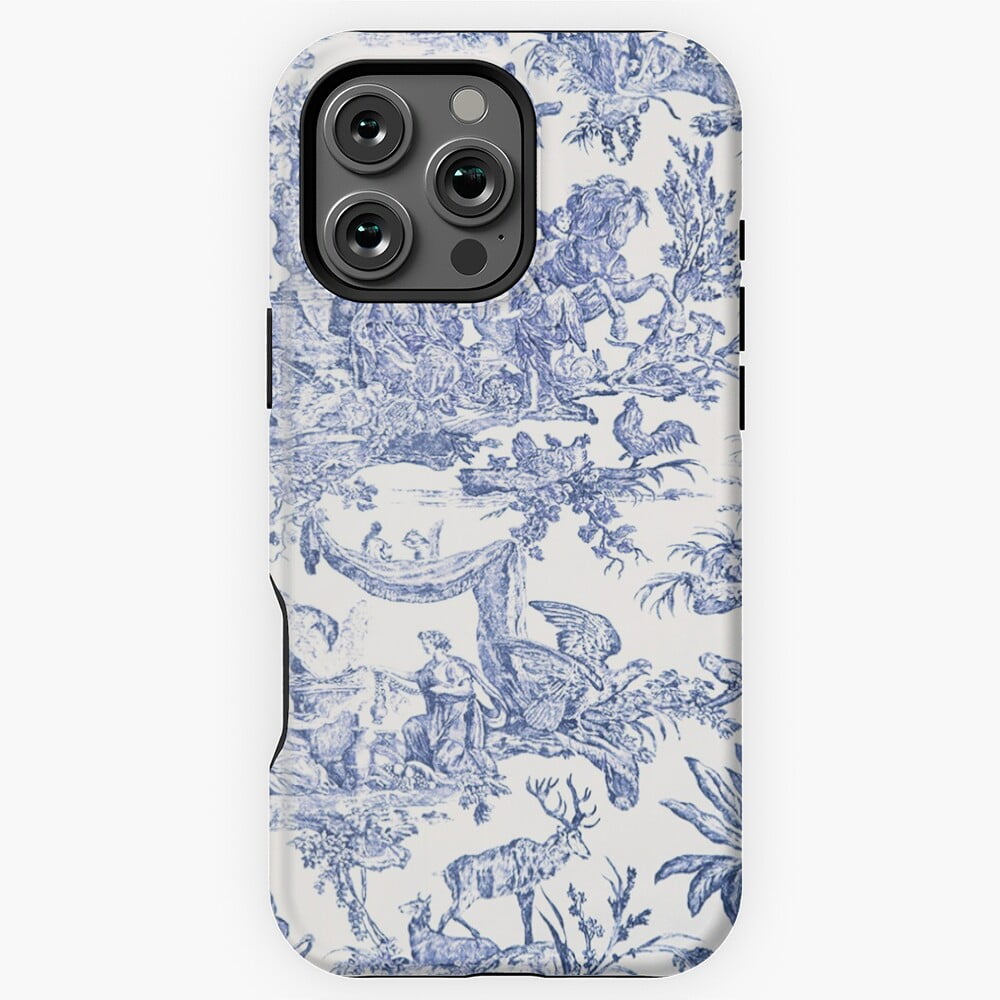 Blue Toile French Countryside Phone Case for iPhone 16 15 14 13 12 11 ...