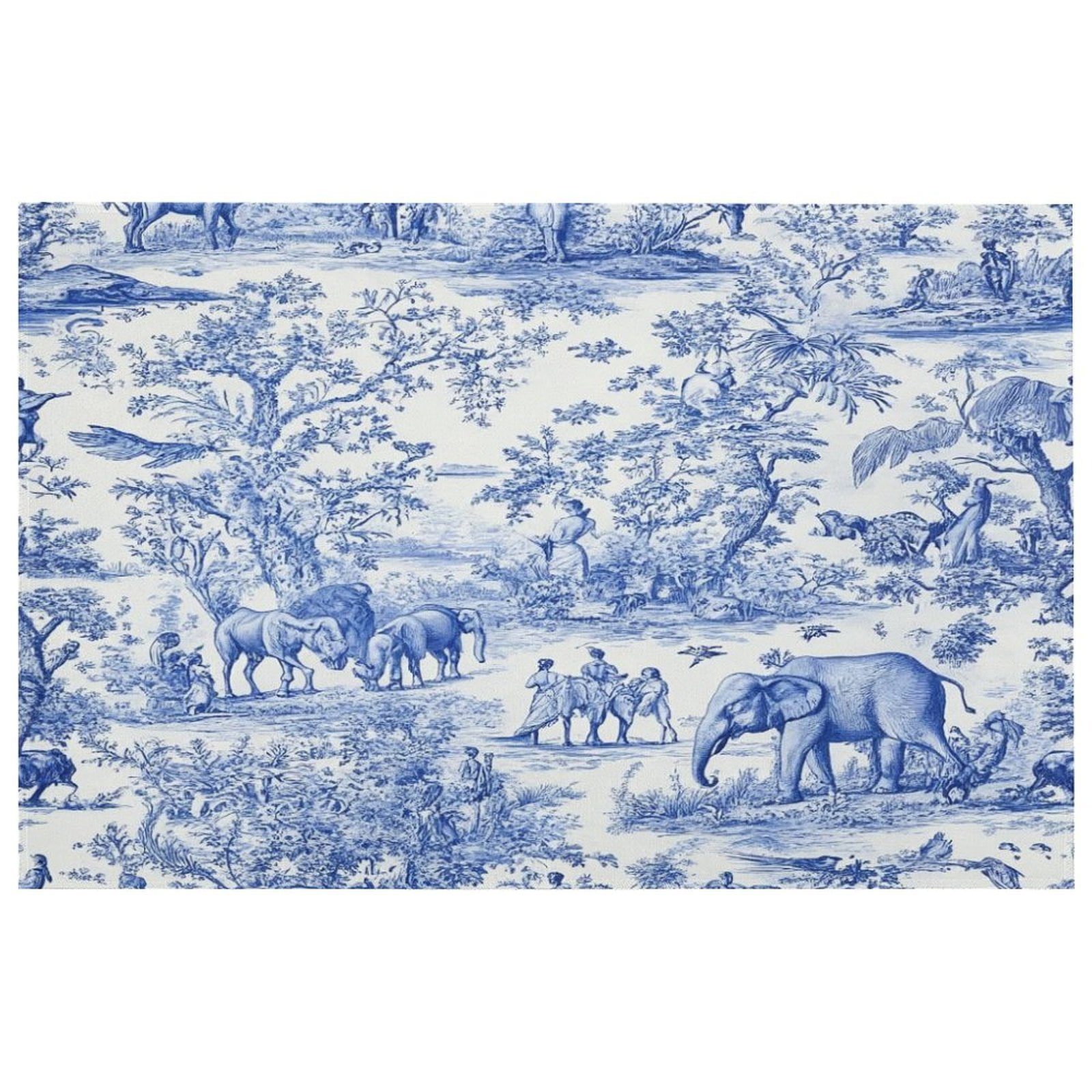 Blue Toile Jungle Animals Adult Home Decor Bedroom Living Room Crystal ...