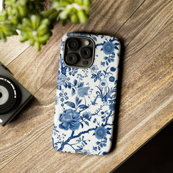 Blue Toile de Jouy French Floral Pattern iPhone Case 17 16 15 14 13 12 11 Pro Max - Walmart.com