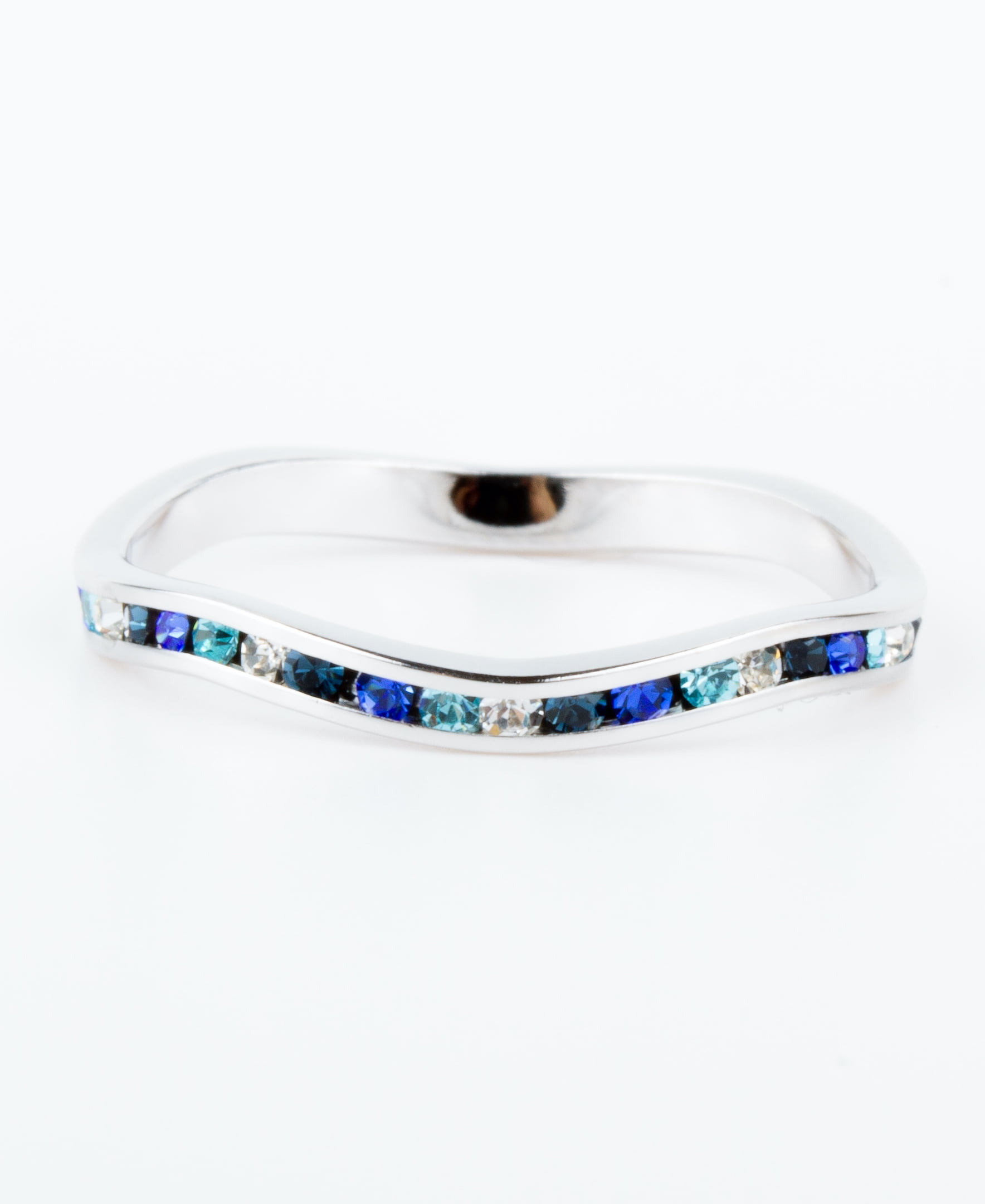 Blue Tonal Swarovski Crystal Stackable ring in Sterling Silver ...