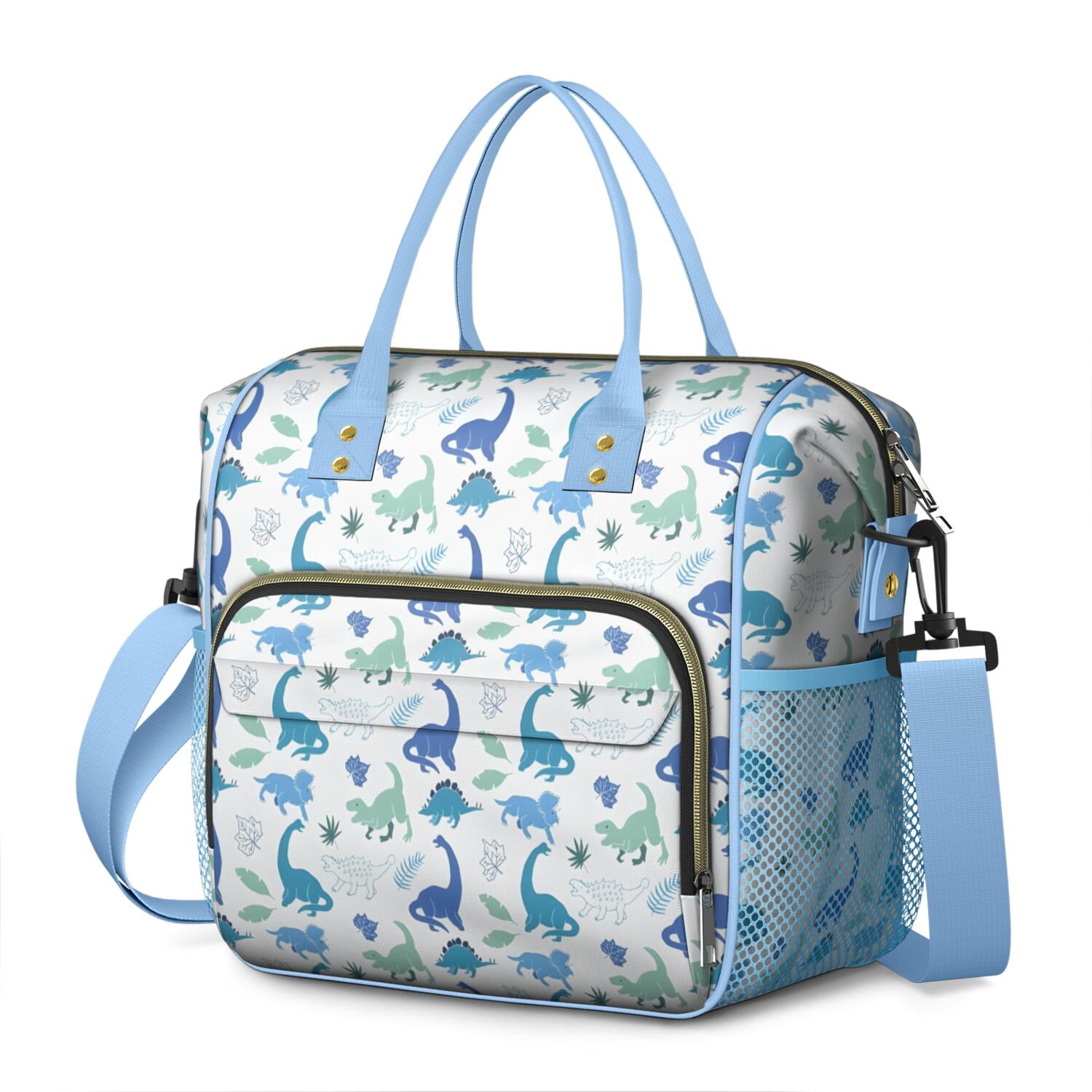 Blue Toned Dinosaur Pattern Womens Lunch Box for Work,Insulated Large ...