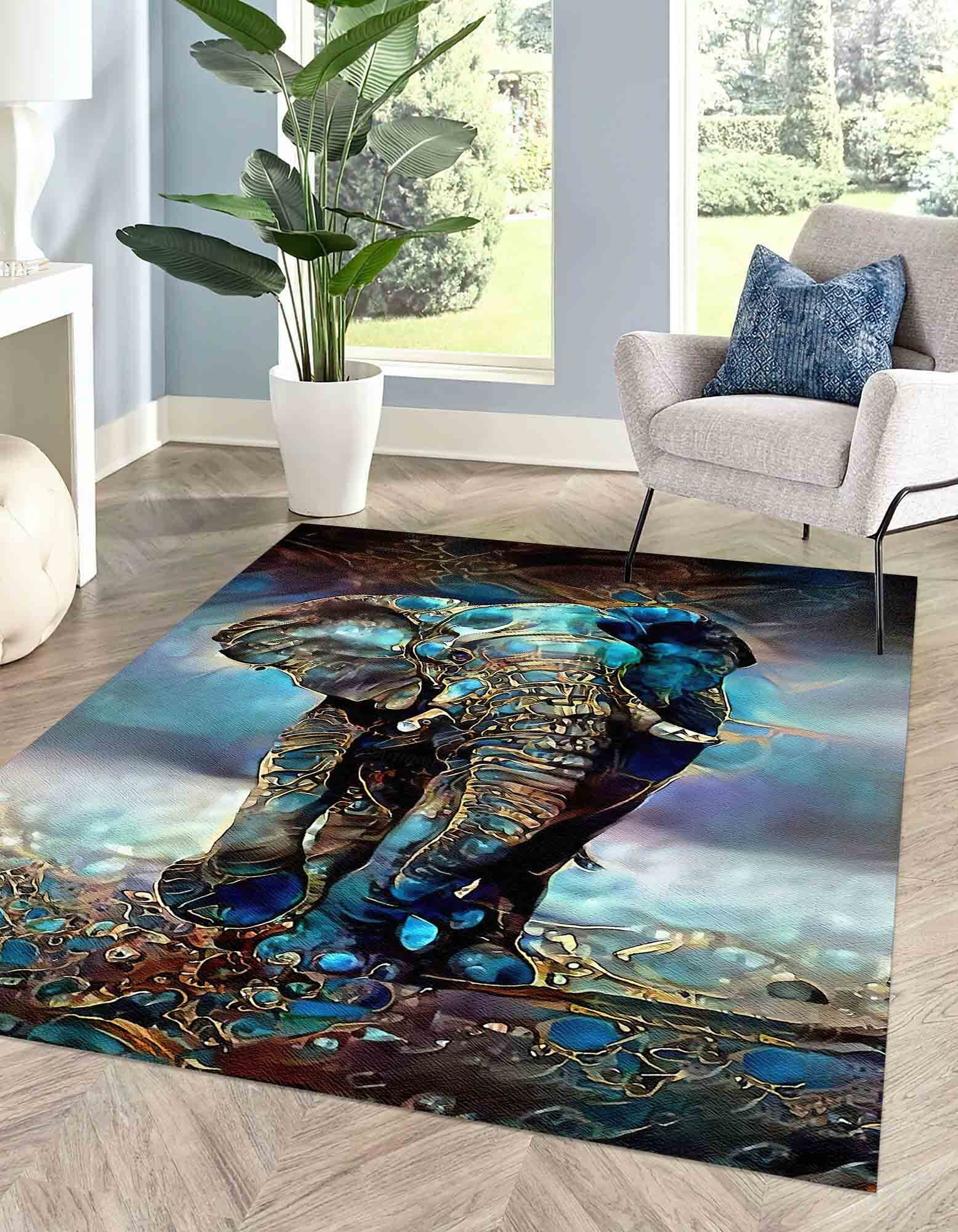 Blue Tones Rug, Elephant Rugs, Farmhouse Rugs, Corridor Rugs, Animal ...