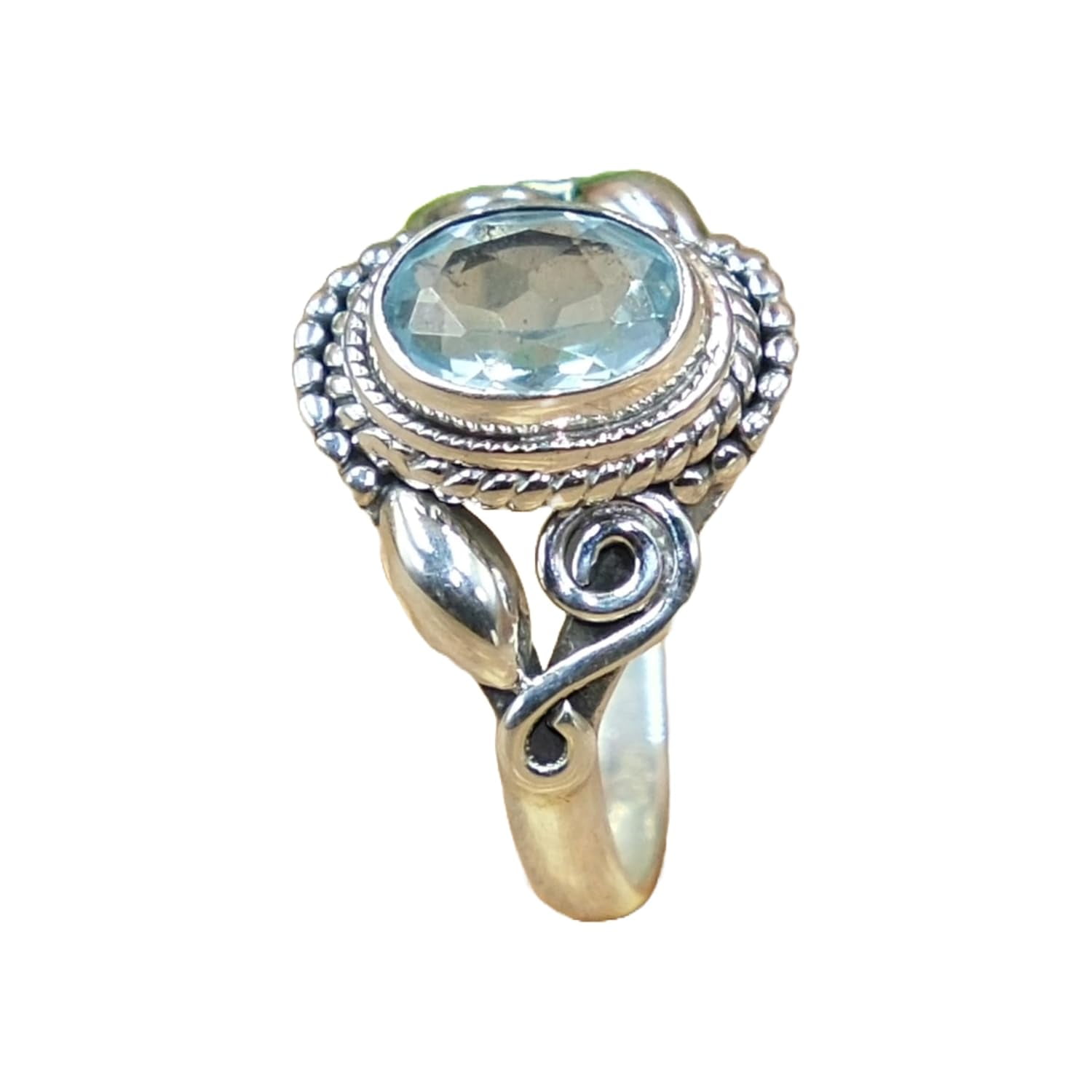 Blue Topaz Cut Stone 925 Sterling Silver Engagement Ring Gift Jewelry ...