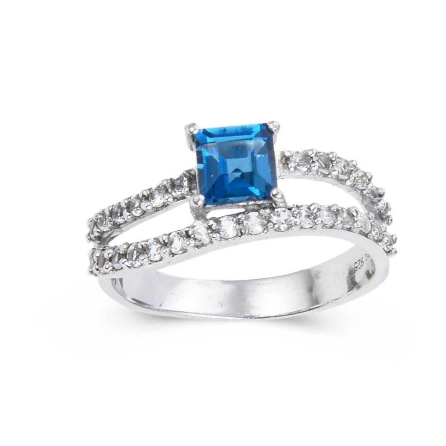 Blue Topaz Dual Band Fashion Ring - Walmart.com
