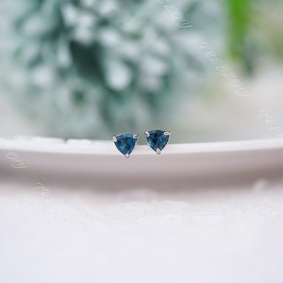 Blue Topaz Earrings, Natural Blue Topaz Oval Stud Earrings, December ...