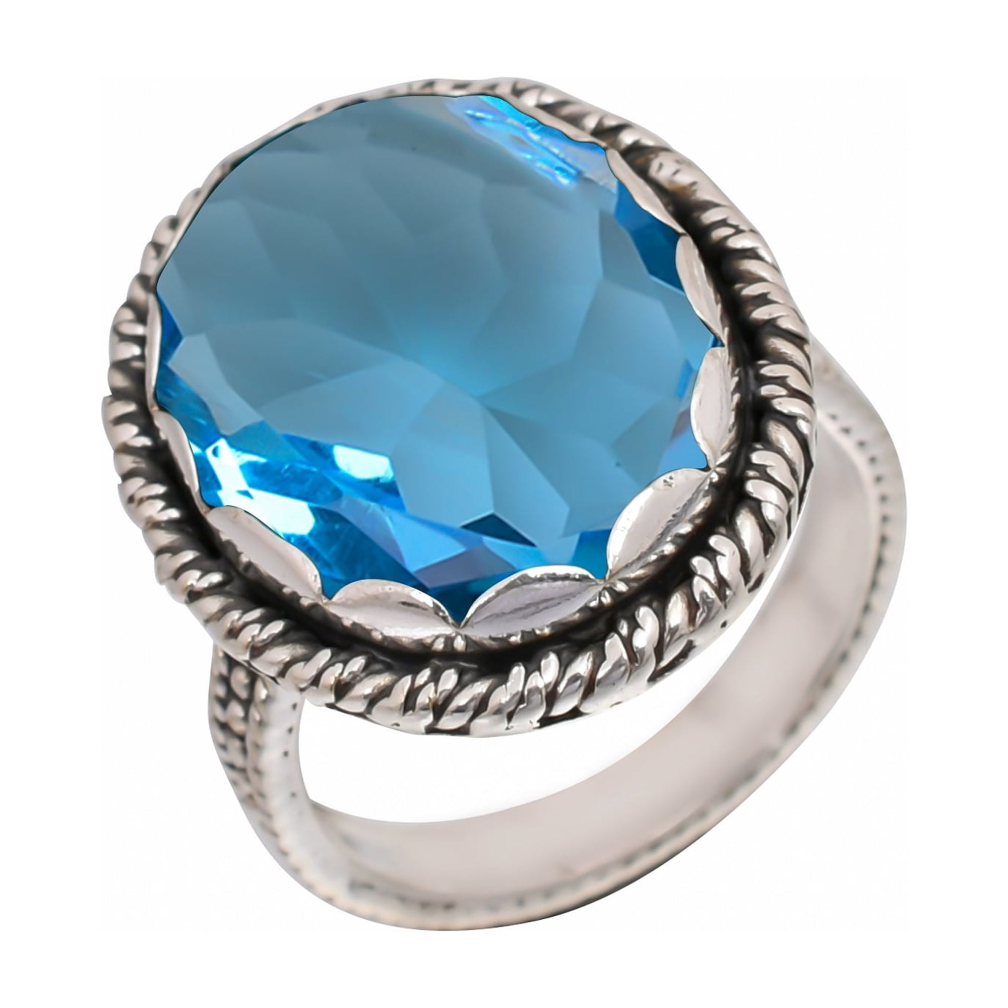Blue Topaz Gemstone 925 Sterling Silver Ring, 20X15 mm Oval Gemstone ...