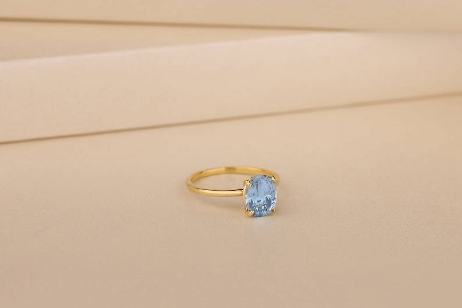 Blue Topaz Gemstone Ring For Women in 18K plated Gold, Dainty Silver ...