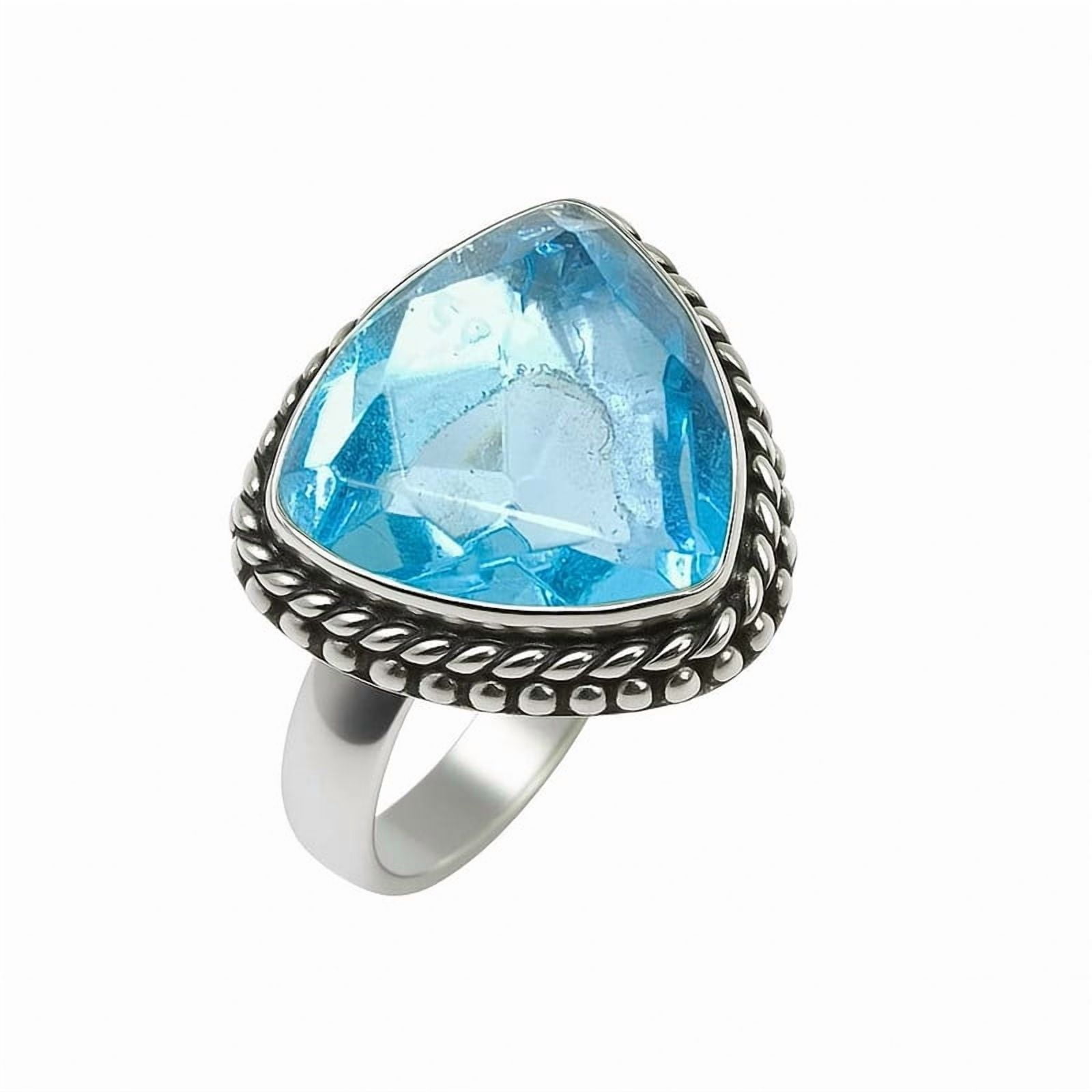 Blue Topaz Gemstone Ring for Women 925 Sterling Silver Handmade Jewelry ...