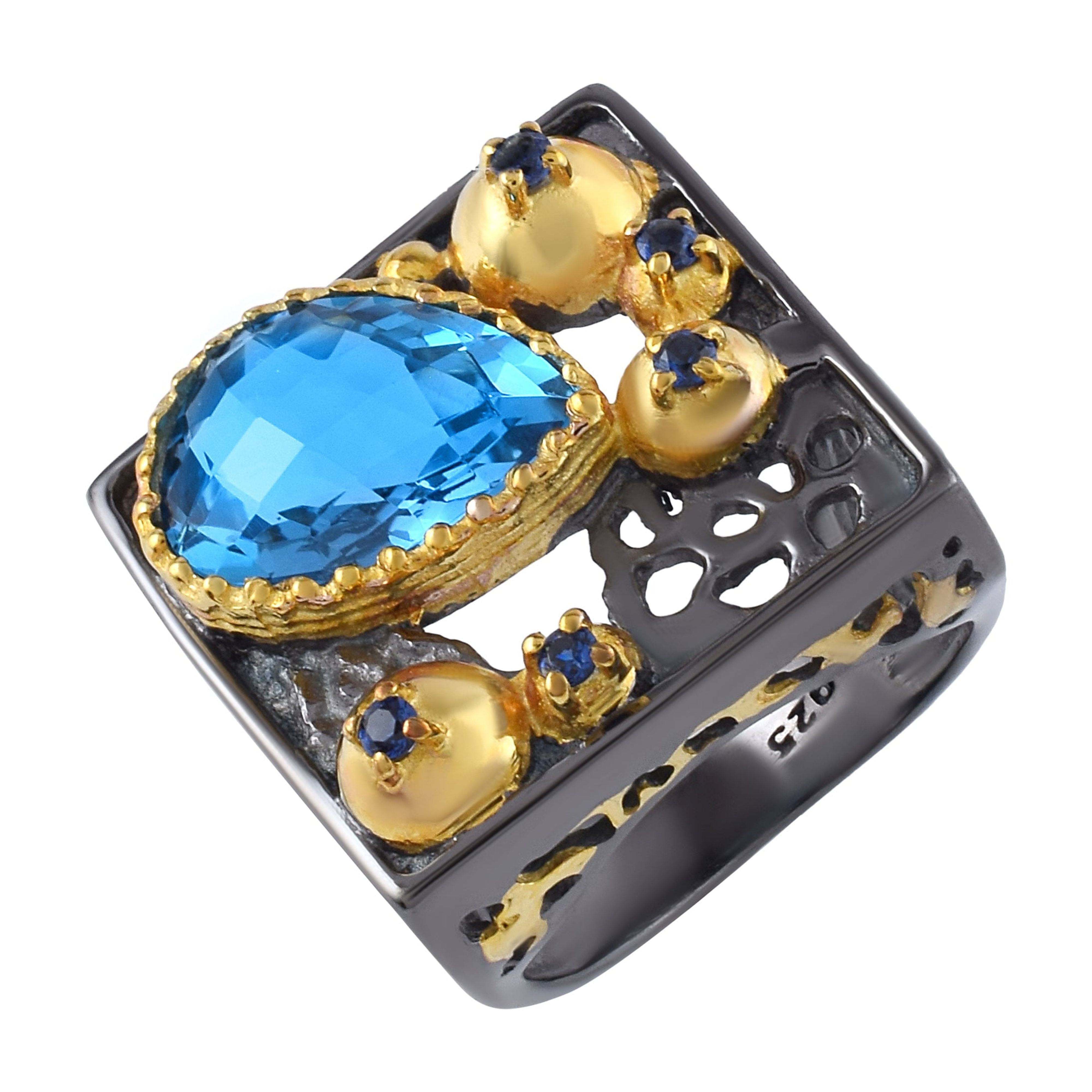 Blue Topaz Gemstone Ring - Walmart.com