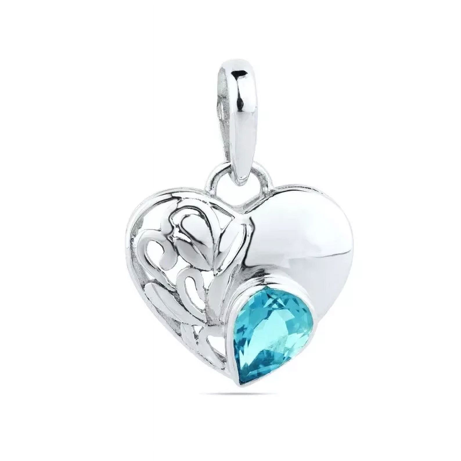 Blue Topaz Heart Pendant, 925 Sterling Silver valentine's day gift ...