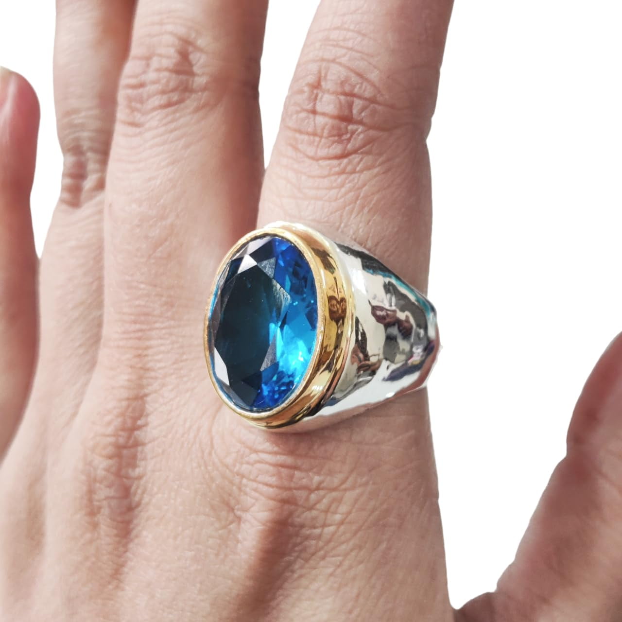 Blue Topaz Mans Ring, Natural Swiss Blue Topaz Ring, November ...