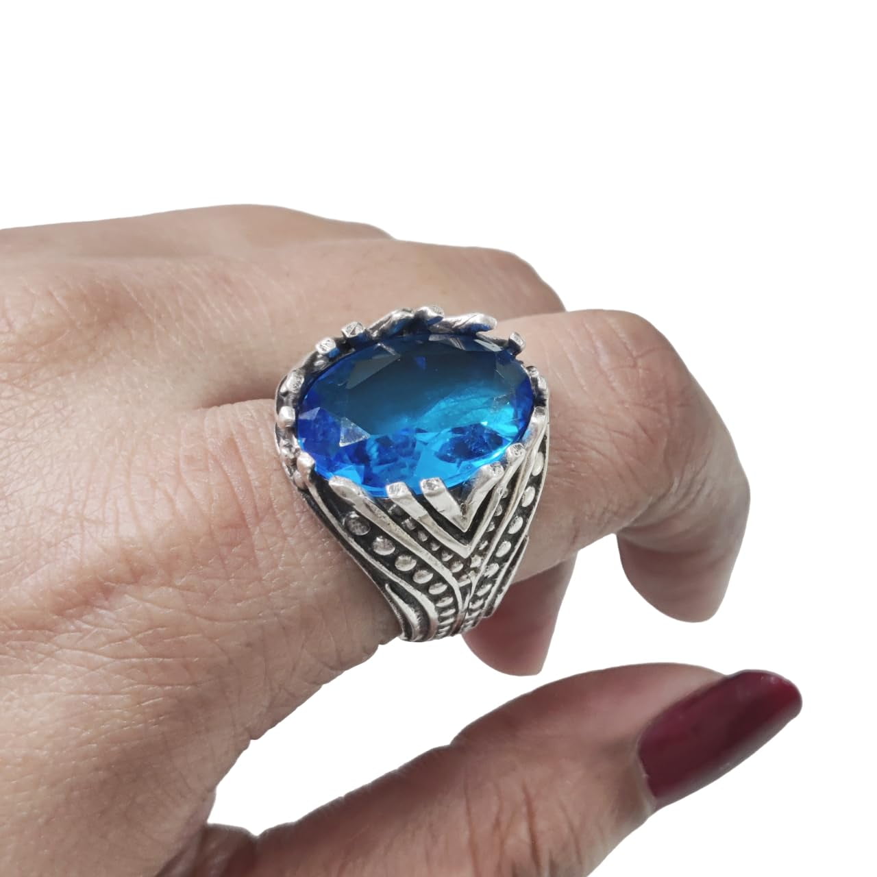 Blue Topaz Mens Ring, Natural Swiss Blue Topaz, November Birthstone ...