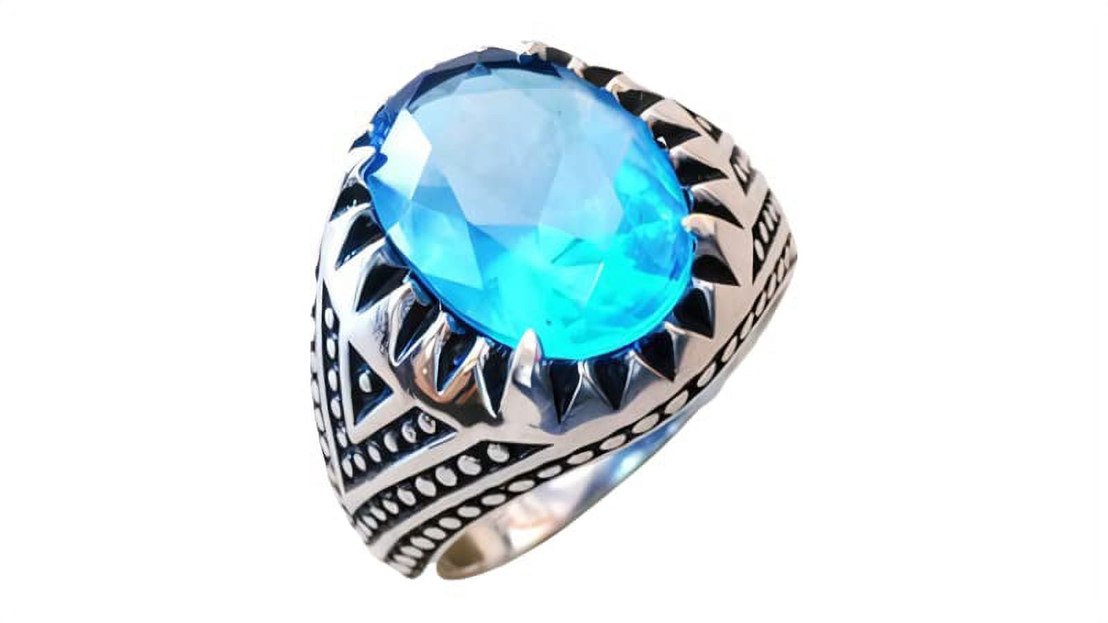 Blue Topaz Mens Ring, Natural Swiss Blue Topaz, November Birthstone ...