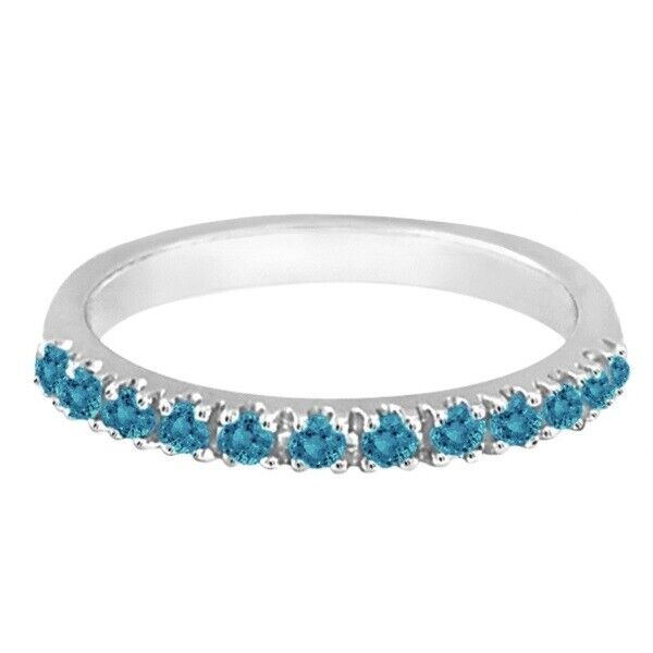Blue Topaz Stackable Band Ring Guard Stacking Wedding Ring 925 Sterling ...