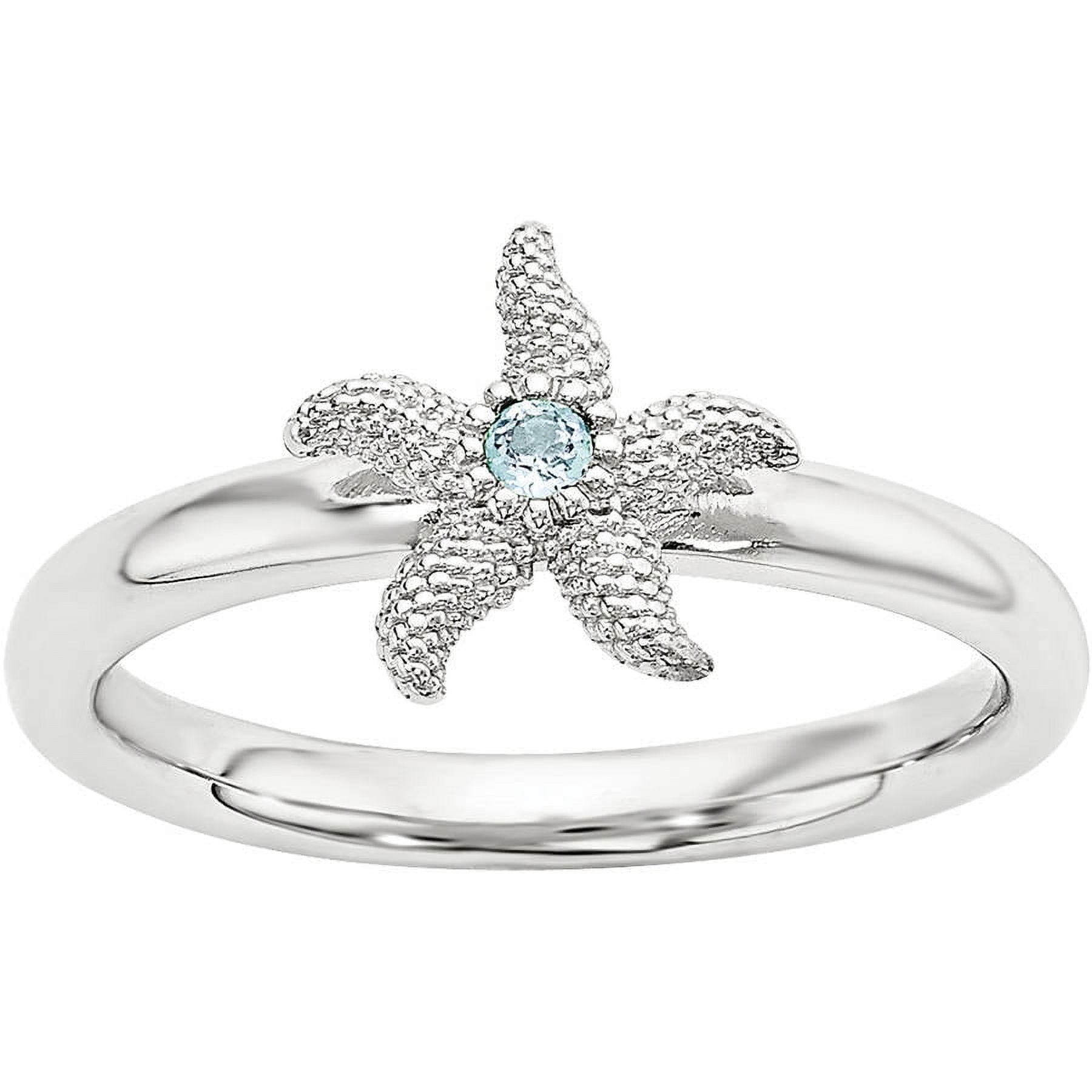Blue Topaz Sterling Silver Starfish Ring - Walmart.com