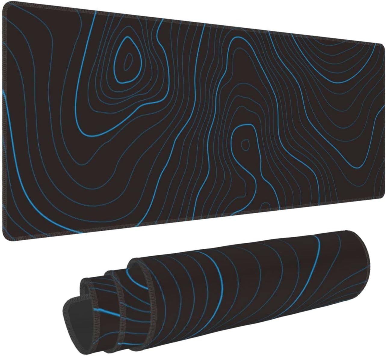 Blue Topographic Contour Gaming Mouse Pad XL, Non Slip Rubber Base ...