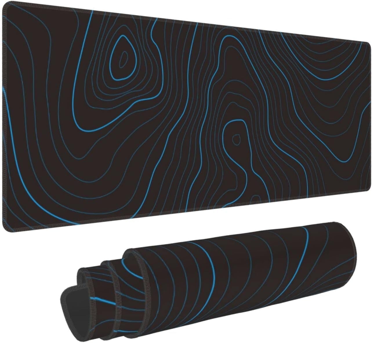 Blue Topographic Contour Gaming Mouse Pad XL, Non Slip Rubber Base ...