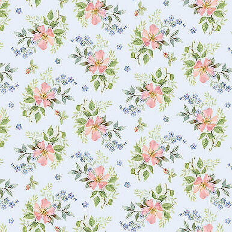 Blue Tossed Small Roses Garden Inspirations Cotton Fabric by Henry ...