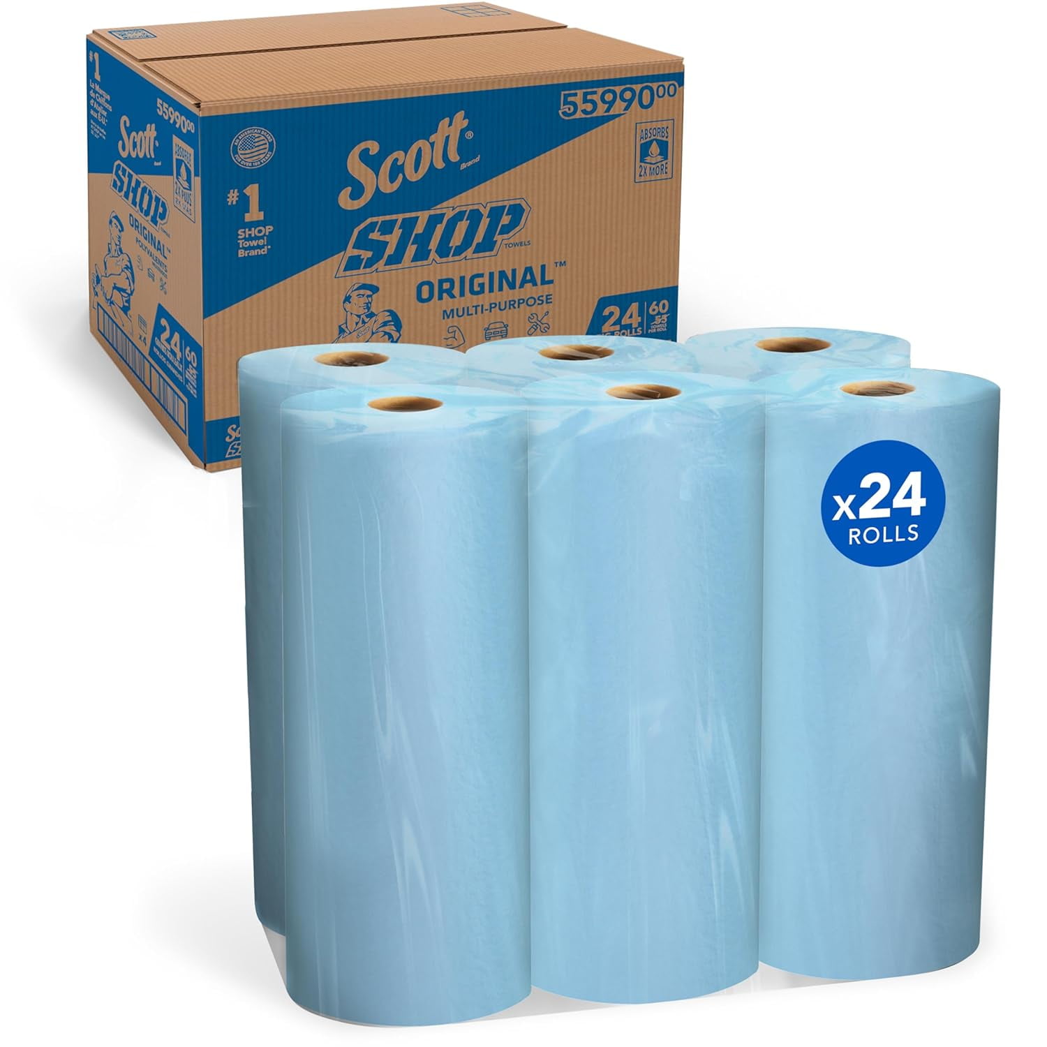 Blue Towels (55990), Large 9.4”x11 Cloth-like Paper Towel, 4 packs of 6 ...