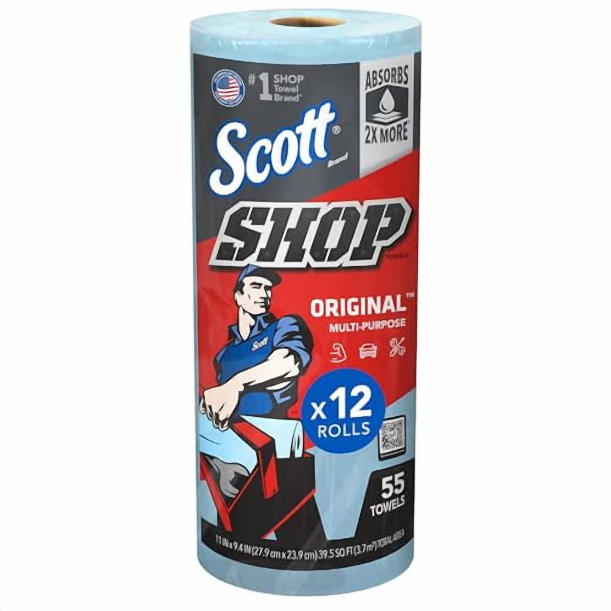 Blue Towels (75147), 9.4"x11" Cloth-like Paper Towel (12 Rolls of 55 ...