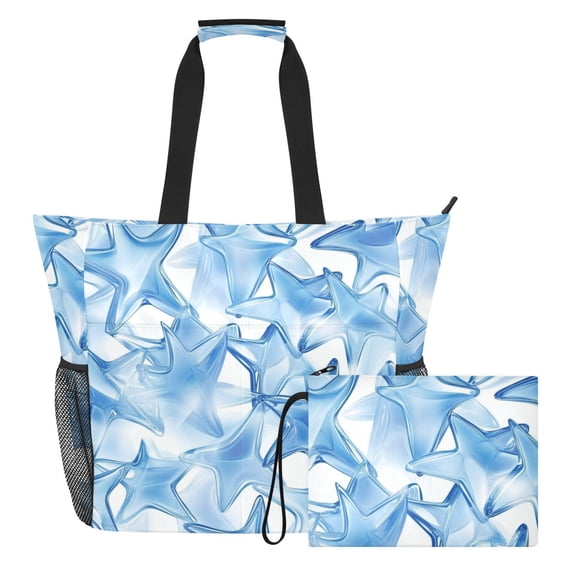 Blue Translucence Stars Beach Bag Travel Tote Bag Reusable Shopping Bag ...