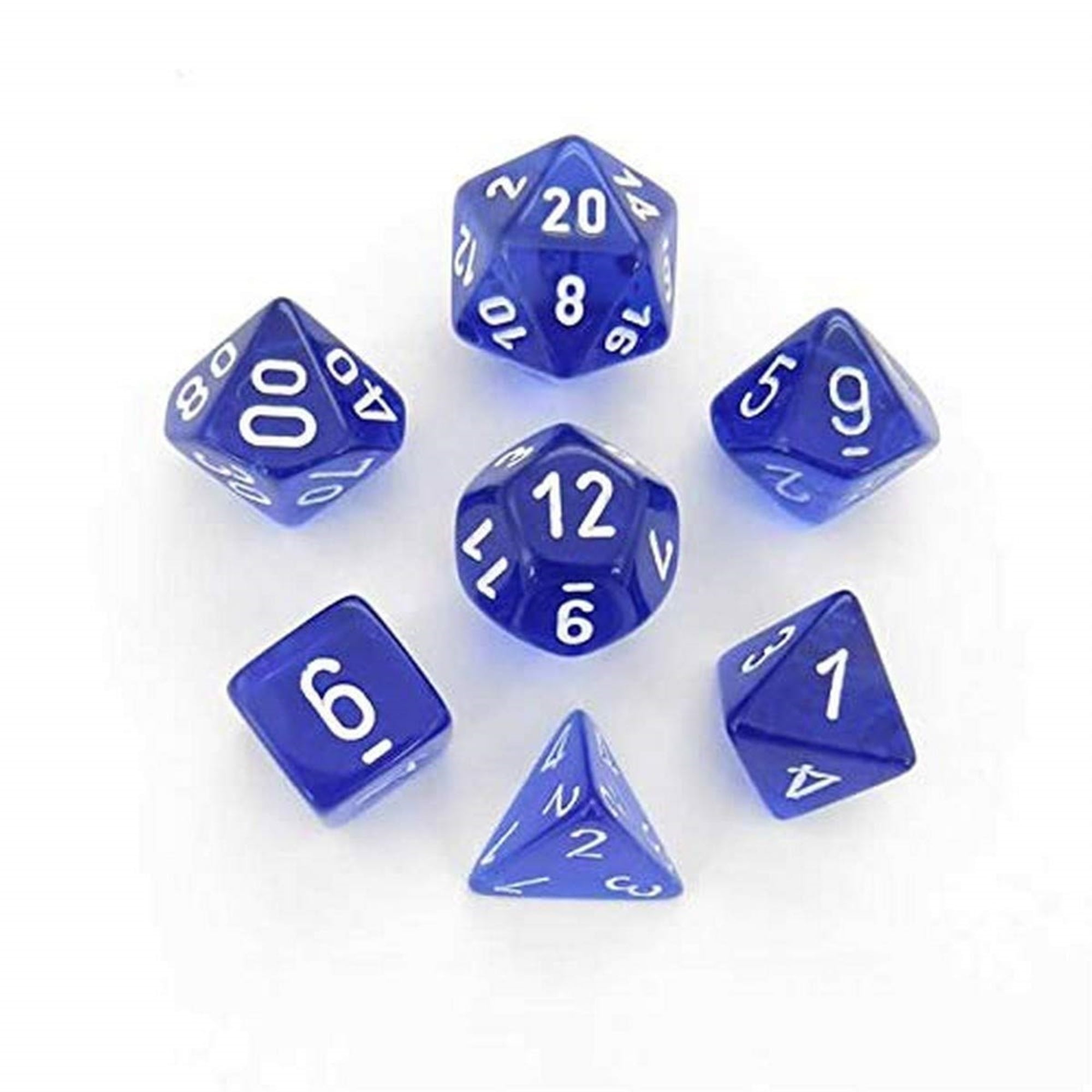 DND Dice Set-Chessex D&D Dice-16mm Translucent Blue and White Plastic ...