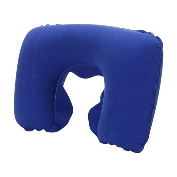 Blue Travel Neck Pillow Pvc Flocked U Shaped With Inflatable Design ...