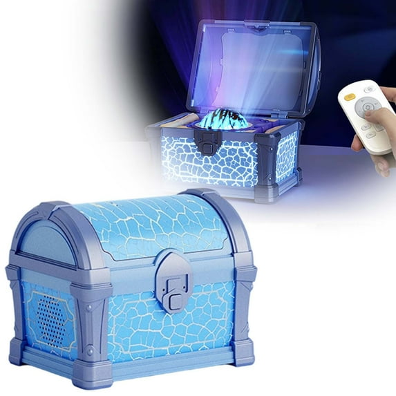 Blue Treasure Chest Star Projector Night Light, 5.1 Inch, Magic Galaxy ...