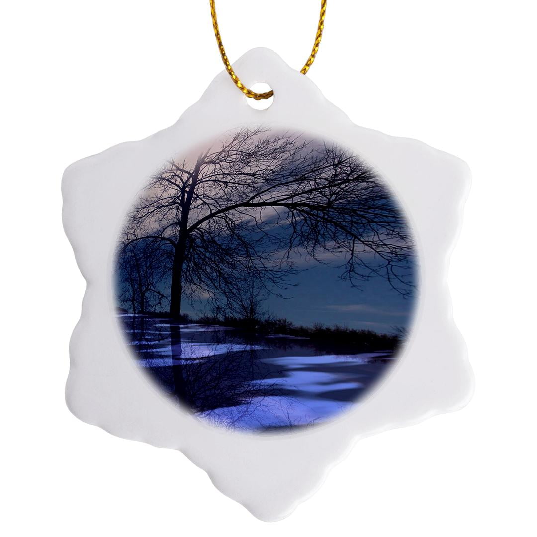 3drose, Blue Tree 3d, 3 inch Snowflake Porcelain Ornament - Walmart.com