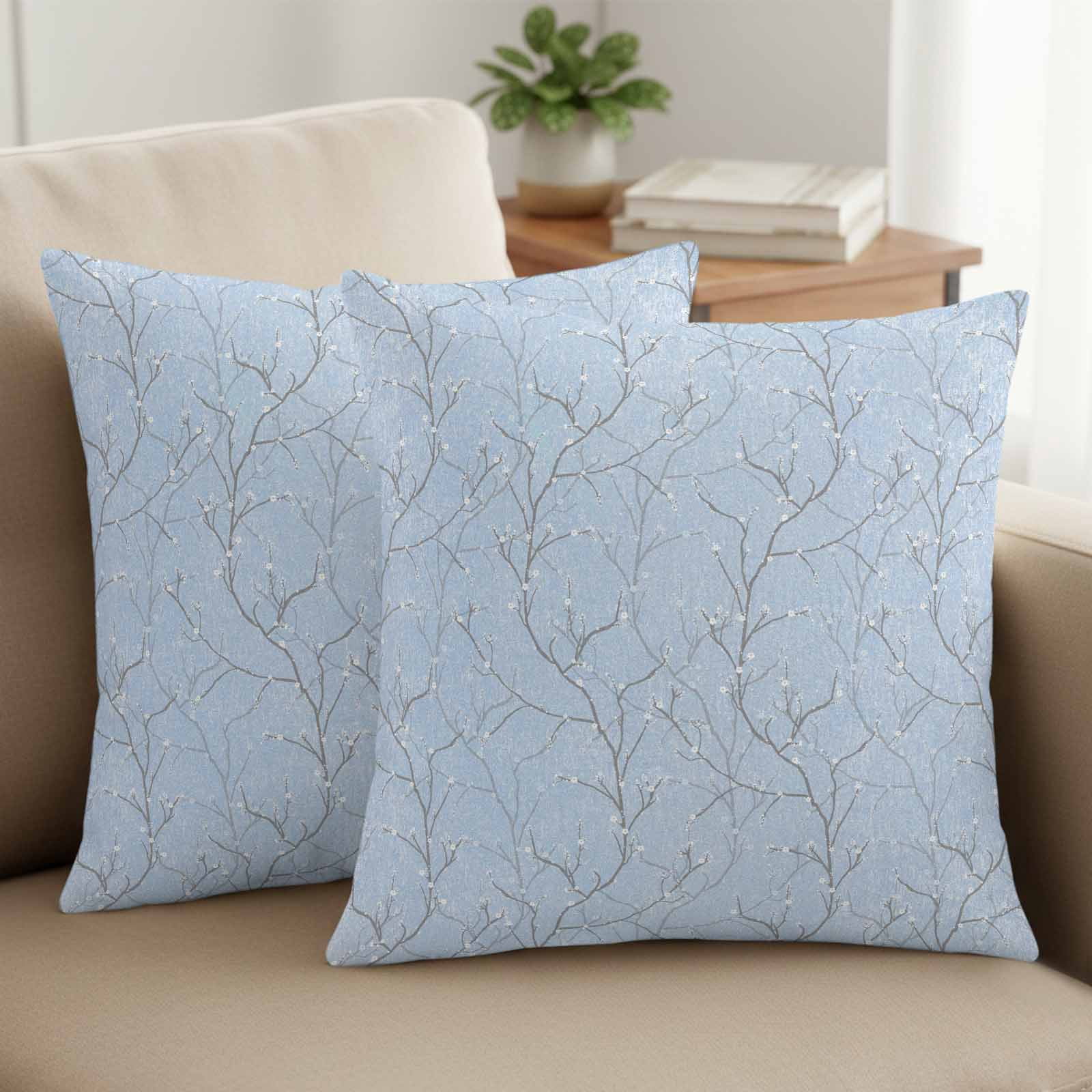 Blue Tree Branch Pillow Covers Set of 2, Retro Classic Art Blue Tree ...