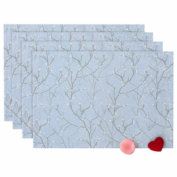 Blue Tree Branch Placemats Set of 4, Retro Classic Art Blue Tree ...