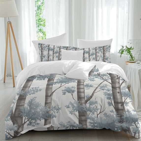 Blue Tree Branches 4 Piece Duvet Cover Set Queen Size Nature Forest ...