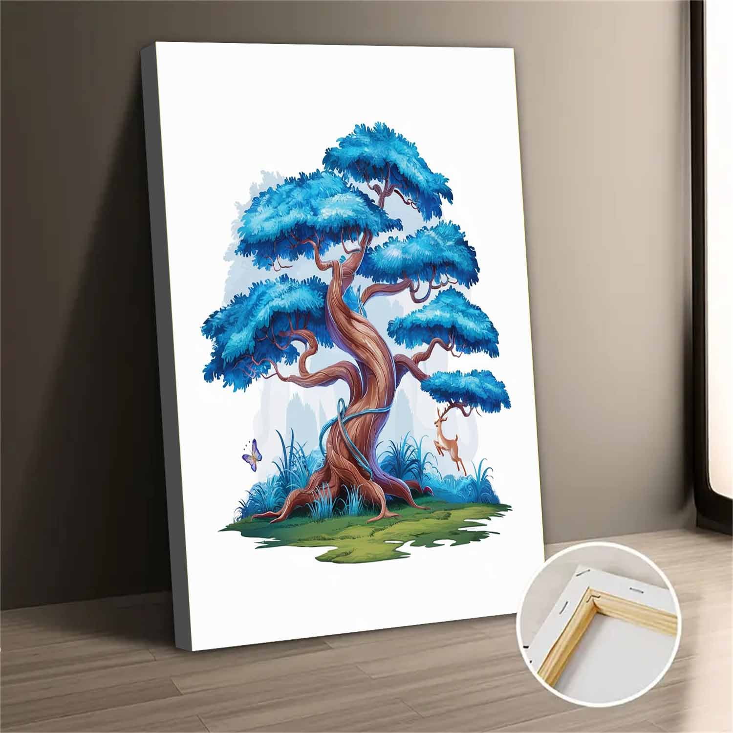 Blue Tree Canvas Wall Art Print For Bedroom Living Room Decor - Walmart.com