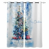 Blue Tree Christmas Blackout Curtains 39 Inches Long, Snowflake ...