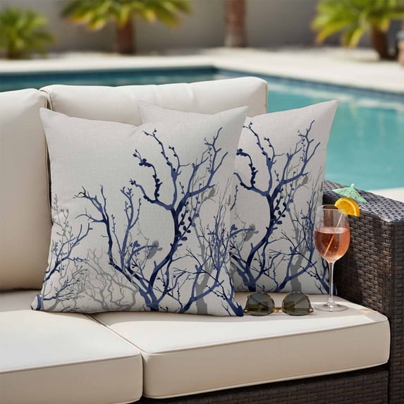 Blue Tree Outdoor Pillow Covers 16x16 Inch Throw Pillow Covers Set of 2 ...