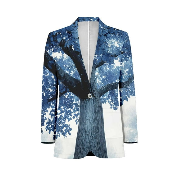 Blue Tree Silhouette Art Customized Men's Suits full man Shawl Collar ...