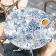Blue Tree Sketch Art Round Fitted Tablecloth with Elastic Edge ...