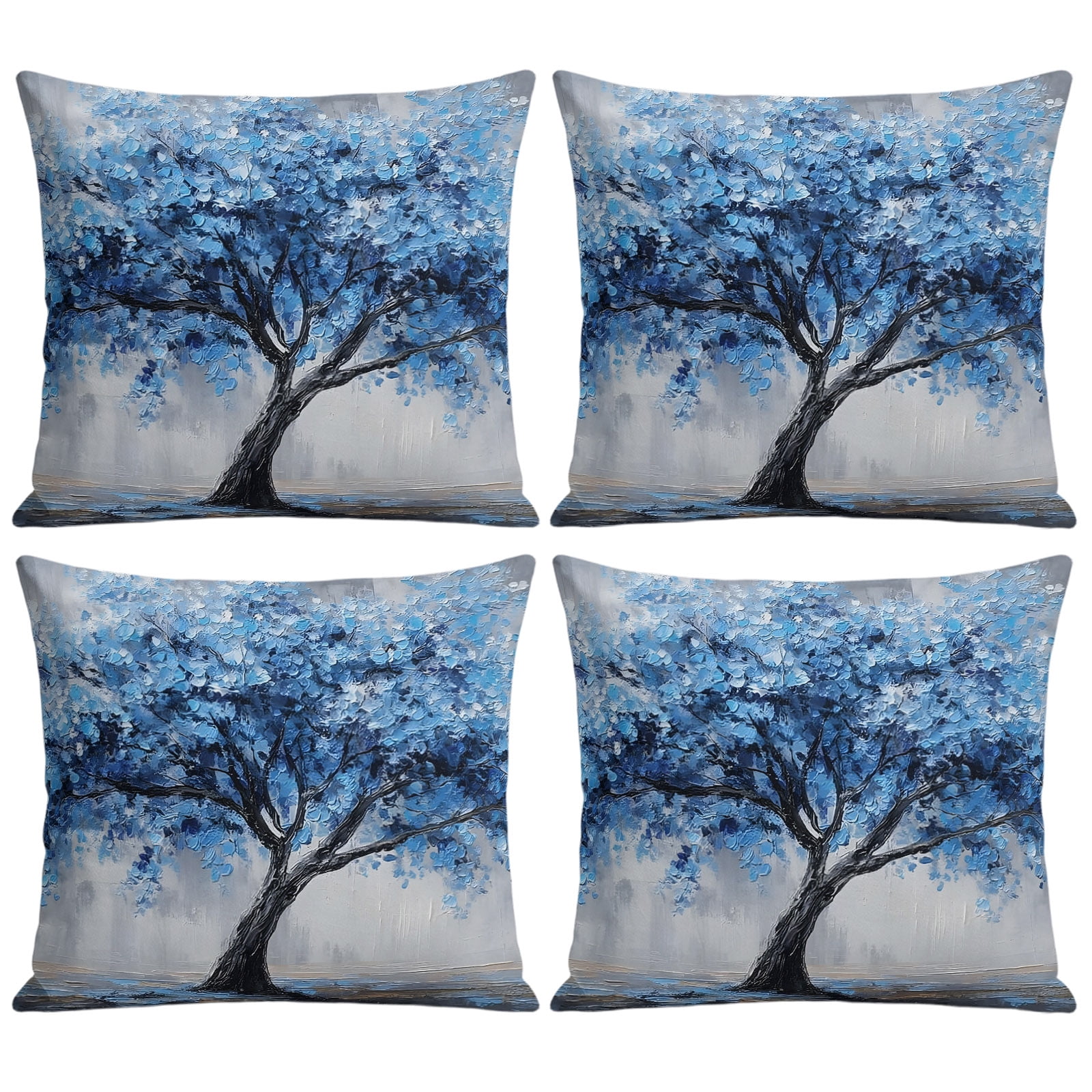 Blue Tree Throw Pillow Covers 18 x 18 Inch Pillow Covers Set of 4 ...