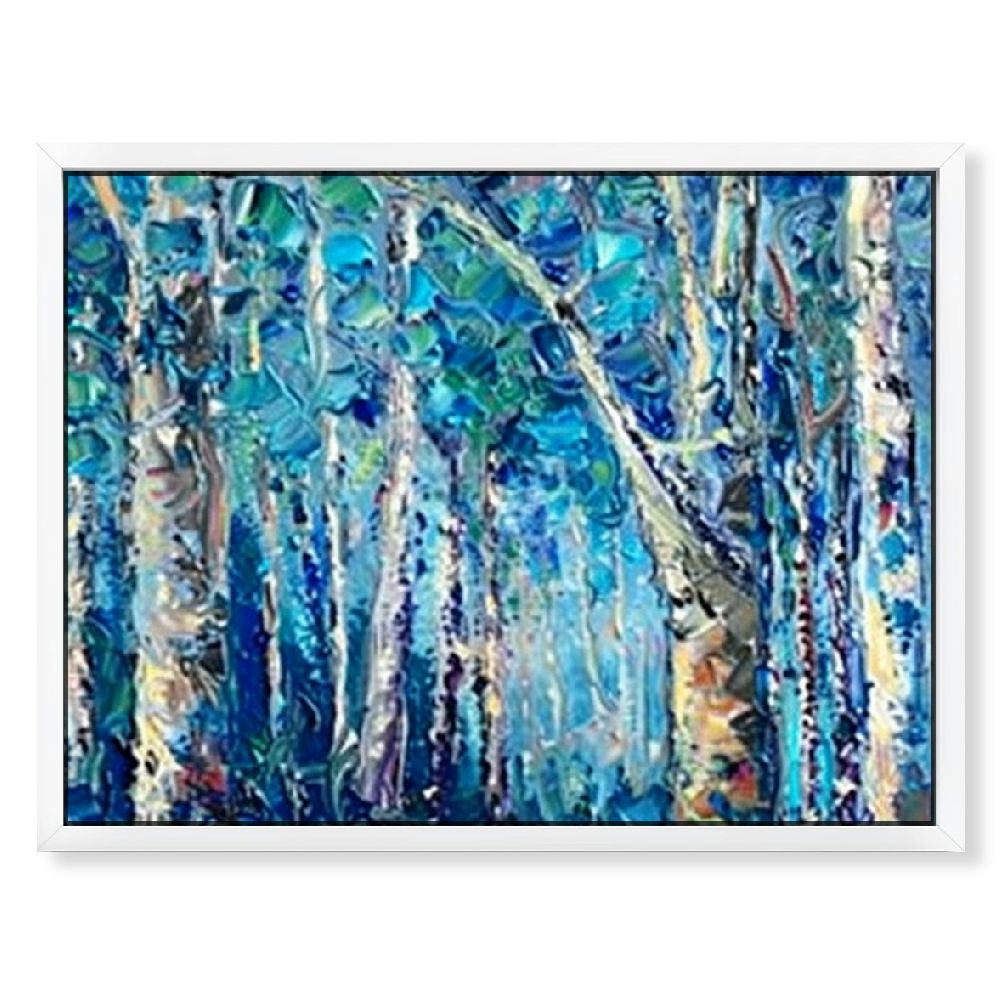Blue Tree Wall Art Forest Landscape Picture Modern Birch Trees Nature ...