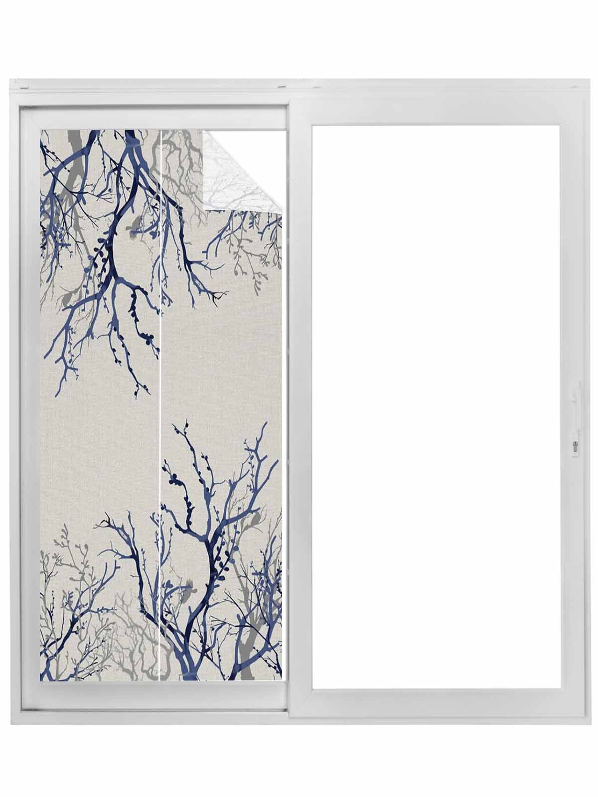 Blue Tree Window Privacy Film Stained Glass Window Film Decorative ...