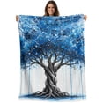Blue Trees Blanket Soft Cozy Warm Throw Blanket for Couch, Plush Fuzzy ...