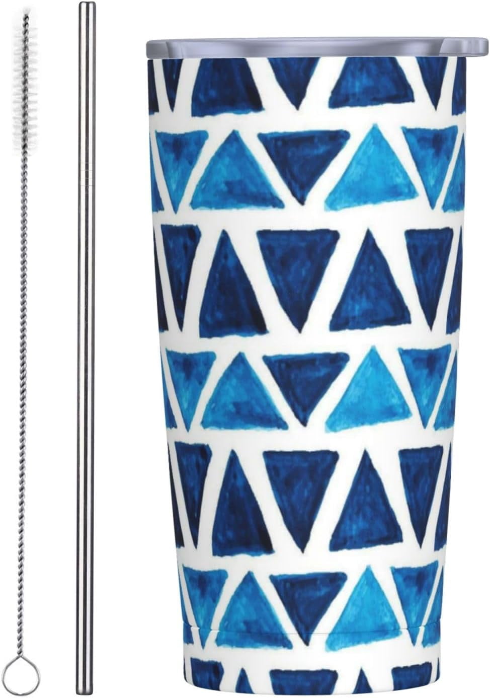 Blue Triangle Arrows Tumbler Cup with Lid and Straw, 20 oz Stainless ...