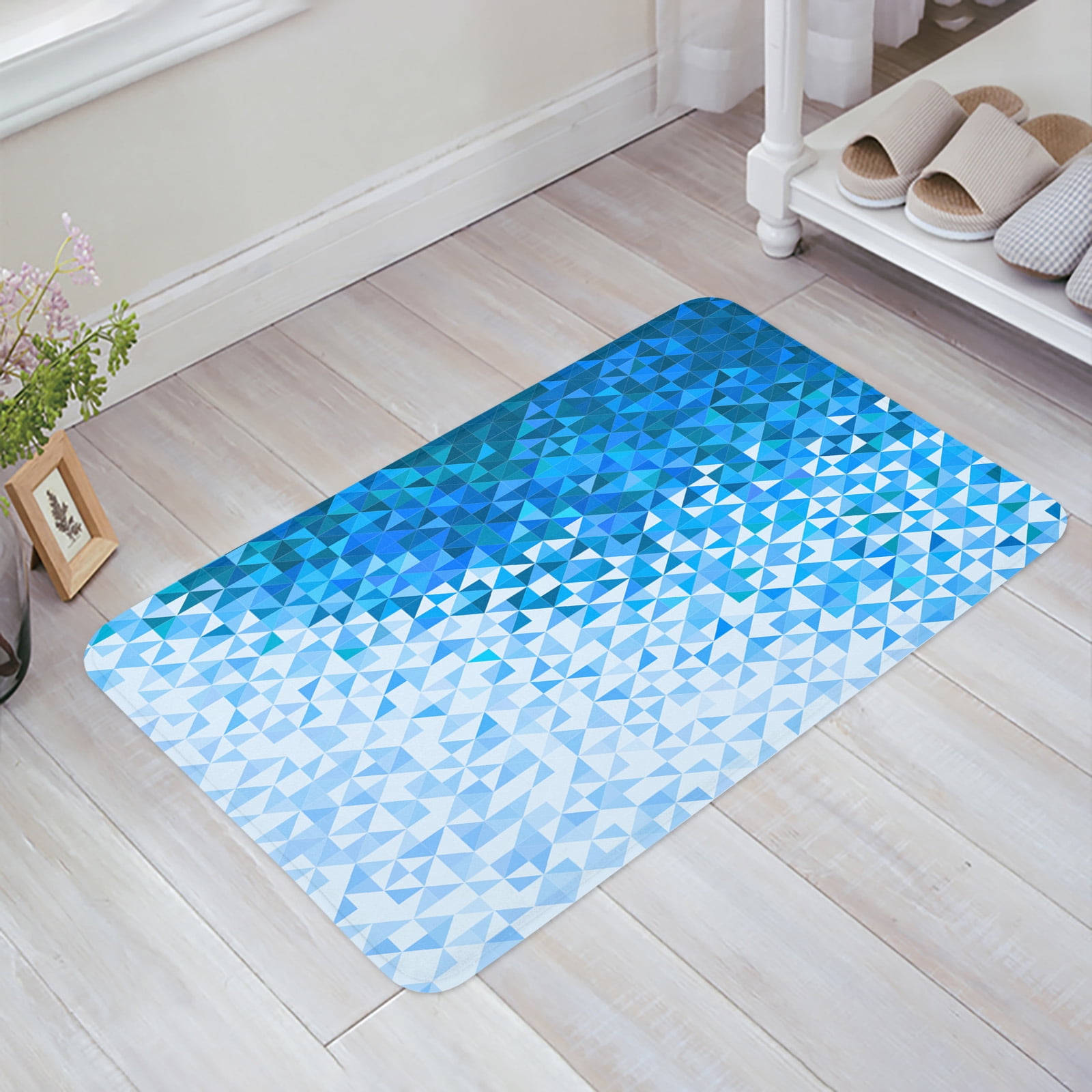 Blue Triangle Disco Mosaic Texture Carpet Living Room Area Rug Floor ...