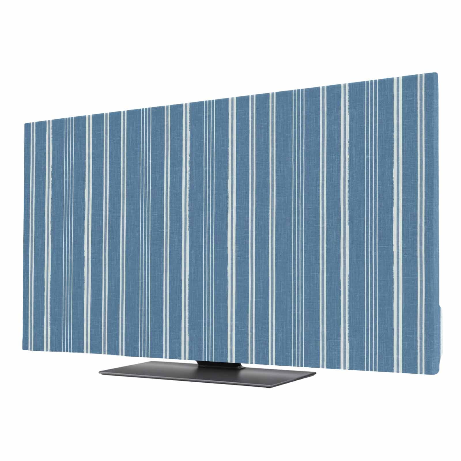 Blue Triped TV Cover for 65 Inch Screen, Stretch Fabric Dustproof TV ...