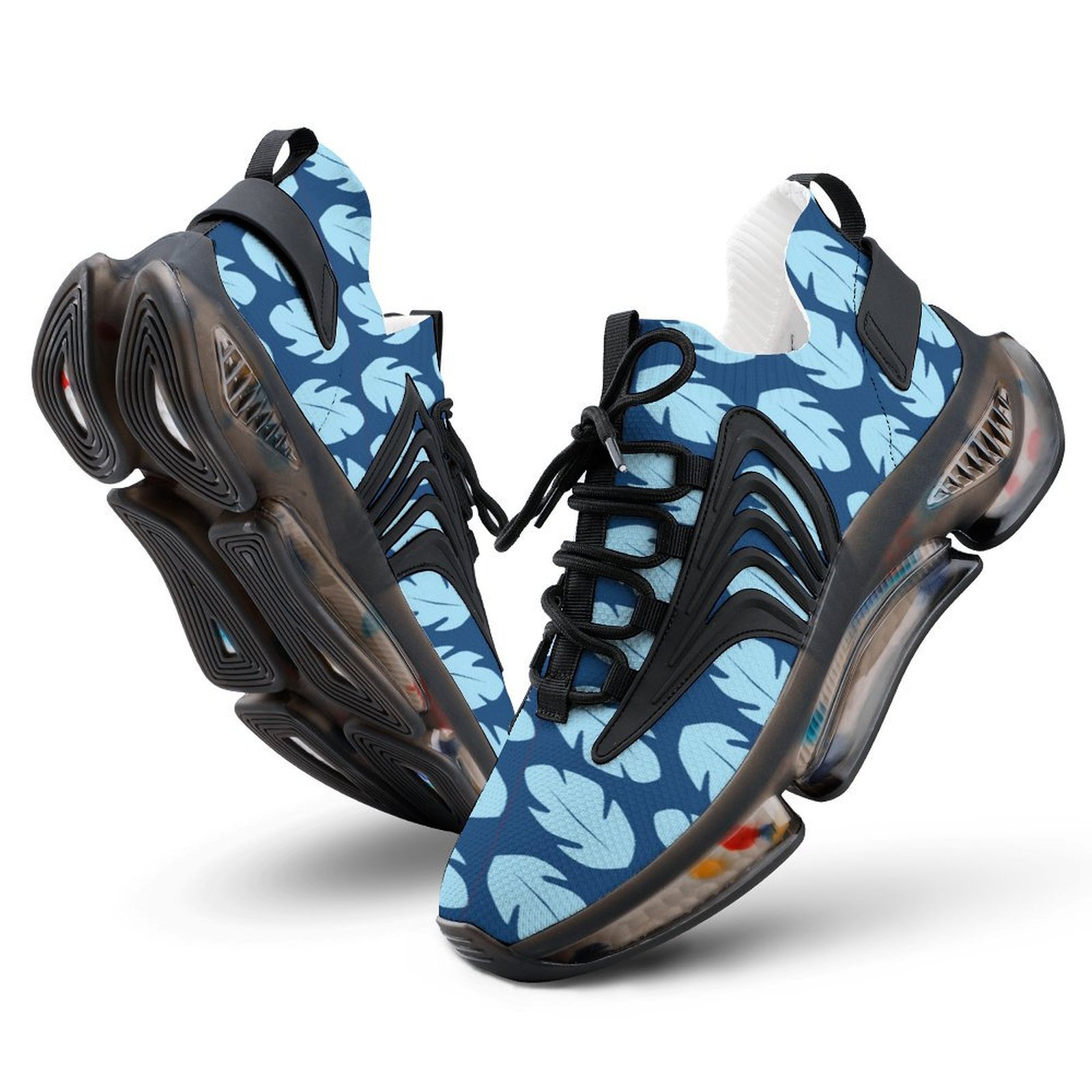 Blue Tropical Lilo Leaf Walking Shoes for Men Woman Lightweight Tennis ...