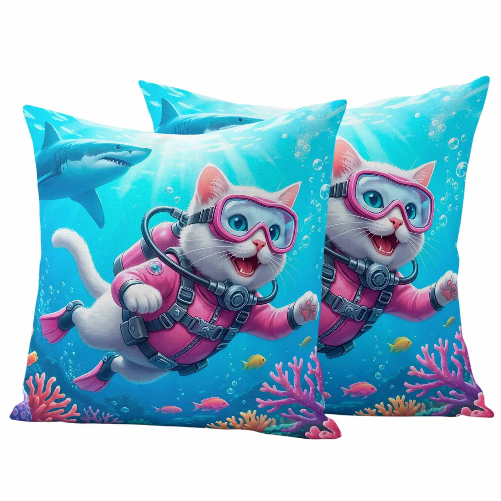 Blue Tropical Ocean Outdoor Waterproof Pillow Covers, Fantasy Diving ...