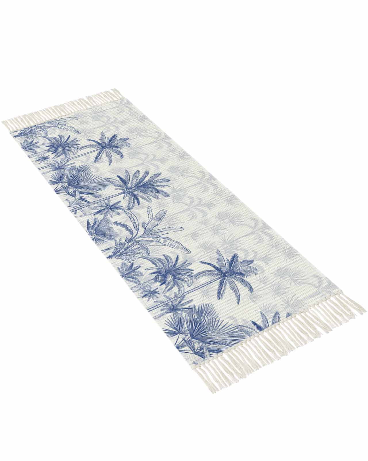 Blue Tropical Palm Tree Rugs for Entryway 2'x5', Laundry Room Rug ...