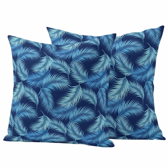 Blue Tropical Plants Outdoor Waterproof Pillow Covers, Summer Monstera ...