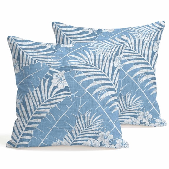 Blue Tropical Plants Throw Pillow Covers 20 x 20 Inch Pillow Covers Set ...